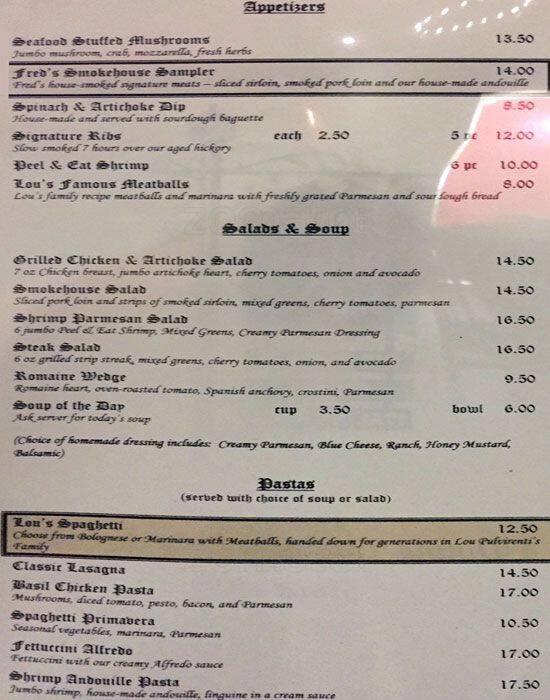 Menu at Fred's Hickory Inn pub & bar, Bentonville