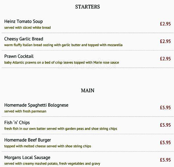 Menu at Benjamin's Bar & Bistro, Shanklin
