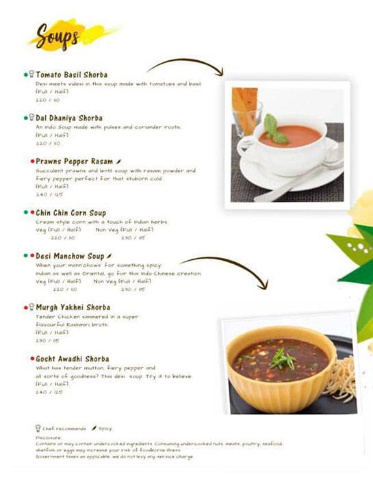 Menu of The Yellow Chilli, Dadar West, Mumbai