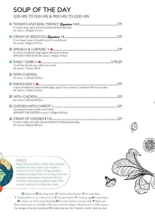 Menu of Zodiac- Fortune Landmark, Ashram Road, Ahmedabad