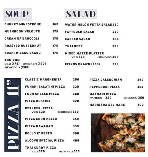 Menu at The Alcove, Chennai