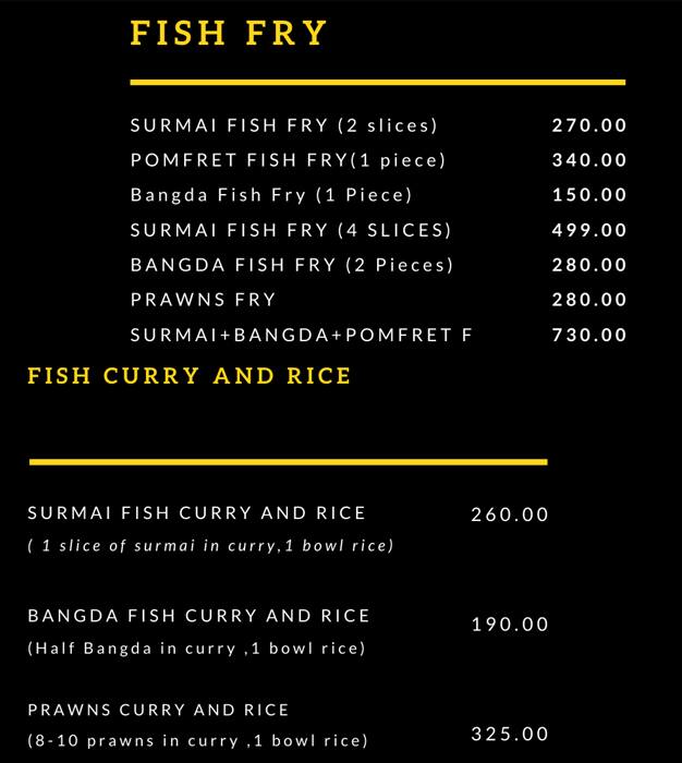 Menu of Konkan Sanskruti, Wakad, Pune