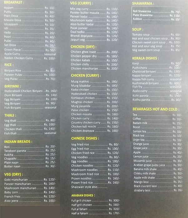 Menu of Dna Food Factory, Ejipura, Bangalore