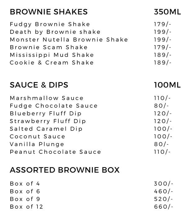 Menu at The Brownie Square, Ahmedabad