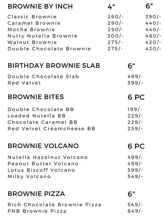 Menu at The Brownie Square, Ahmedabad