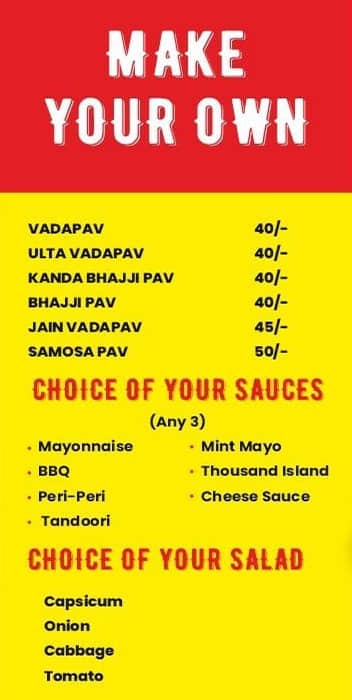 Menu at MMV Mumbaiya Misal and Vadapav SG Highway, Ahmedabad