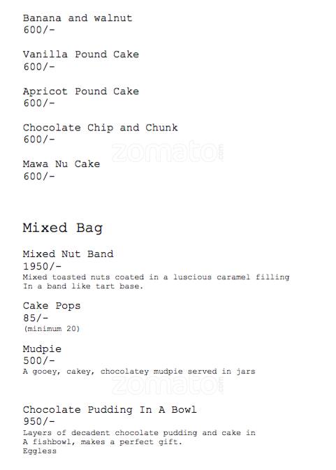 Menu at TG By Tanvi Ghai, Kolkata