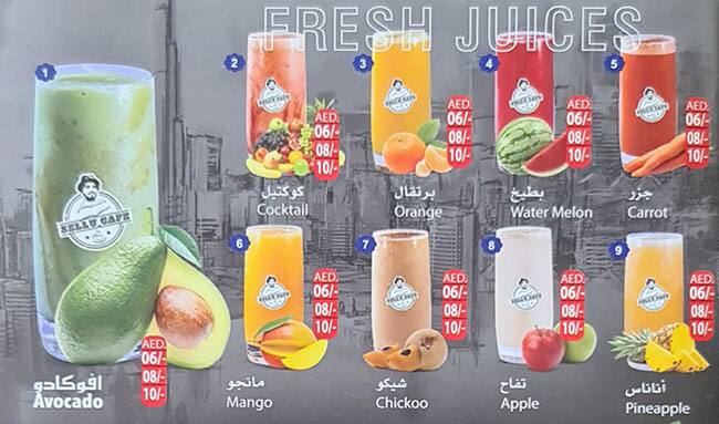 Menu at Sellu Cafe, Sharjah
