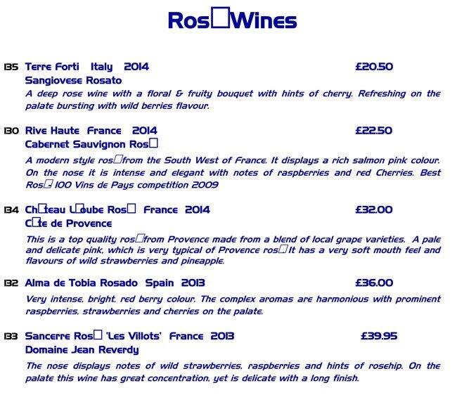 Menu at kitchen and bar, London