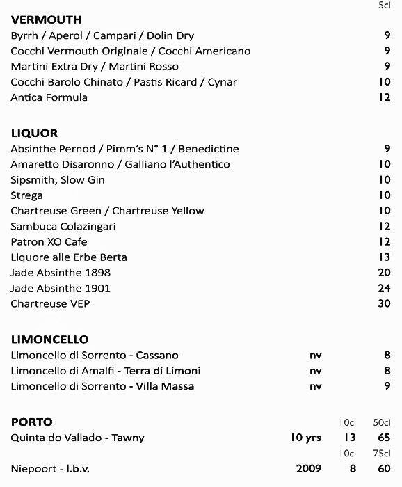 Menu at Il Ristorante at the Bulgari Hotel restaurant, London, 171 ...