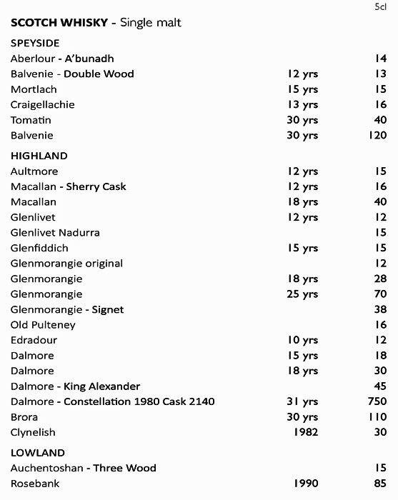 Menu at Il Ristorante at the Bulgari Hotel restaurant, London, 171 ...