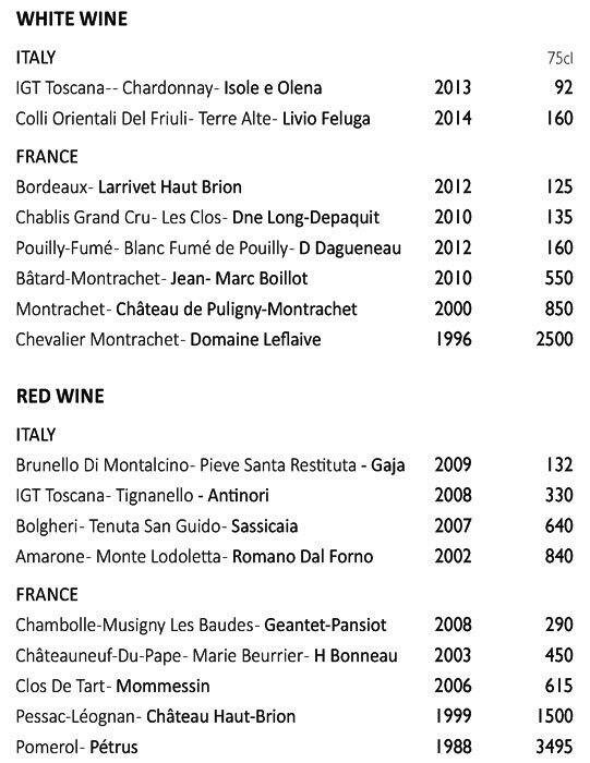 Menu at Il Ristorante at the Bulgari Hotel restaurant, London, 171 ...