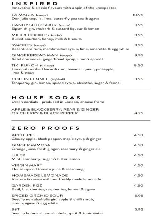 Menu at The Fable pub & bar, London