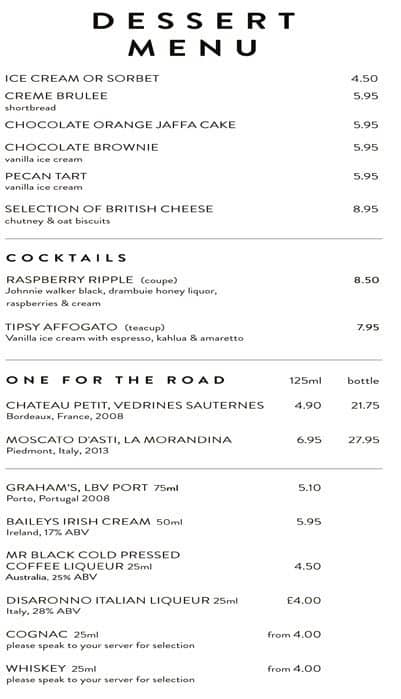 Menu at The Fable pub & bar, London