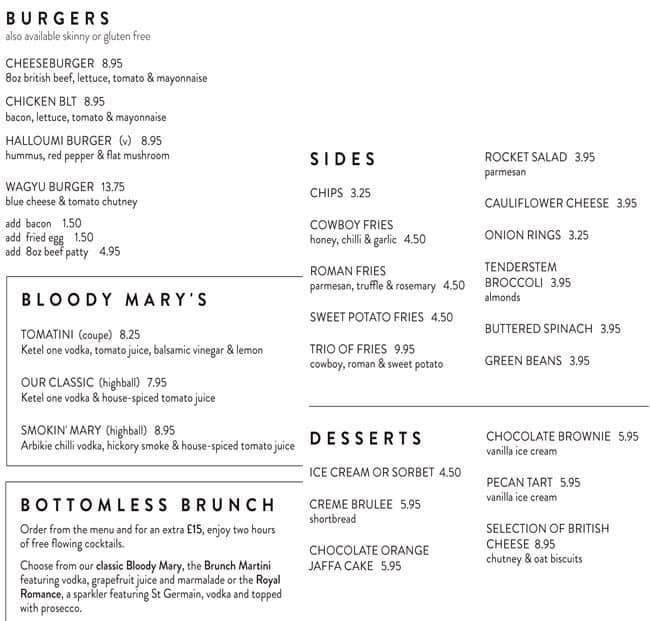 Menu at The Fable pub & bar, London