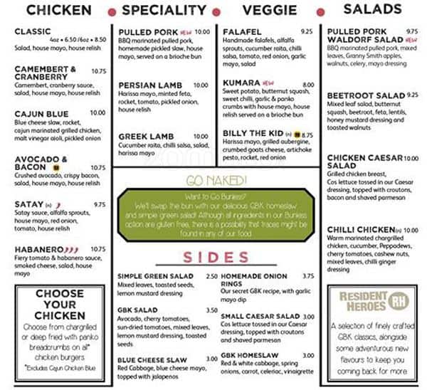 Menu at Gourmet Burger Kitchen restaurant, Dublin, Pavillion Shopping ...