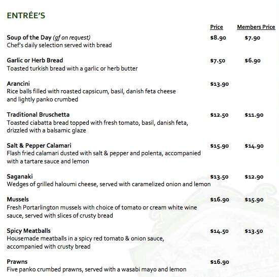 The Old Keilor Hotel Menu, Menu for The Old Keilor Hotel, Keilor ...