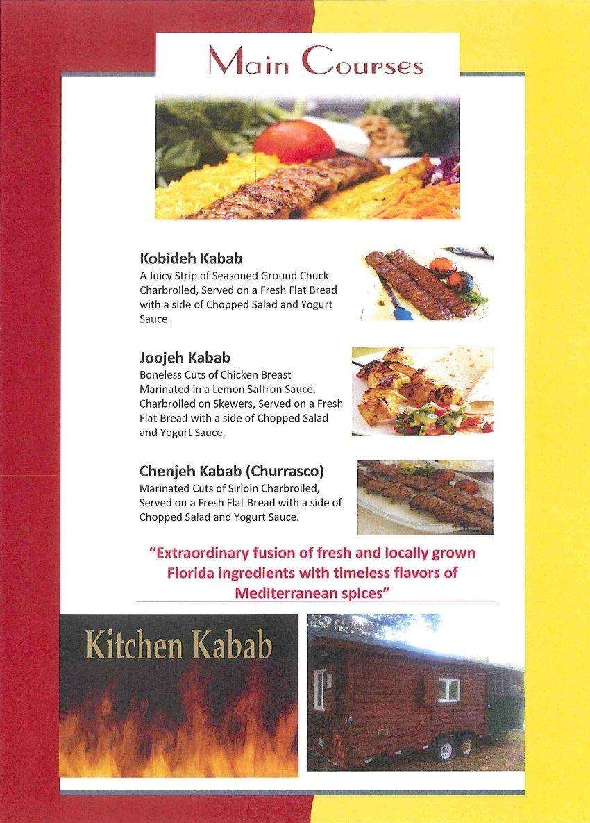 Menu at Kitchen Kabab, Miami, Food Truck