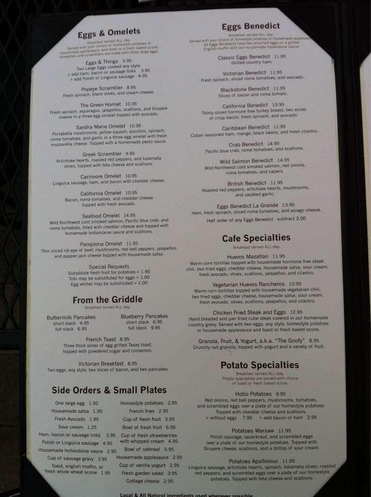 Victorian Cafe Menu, Menu for Victorian Cafe, Bend, Bend - Urbanspoon ...