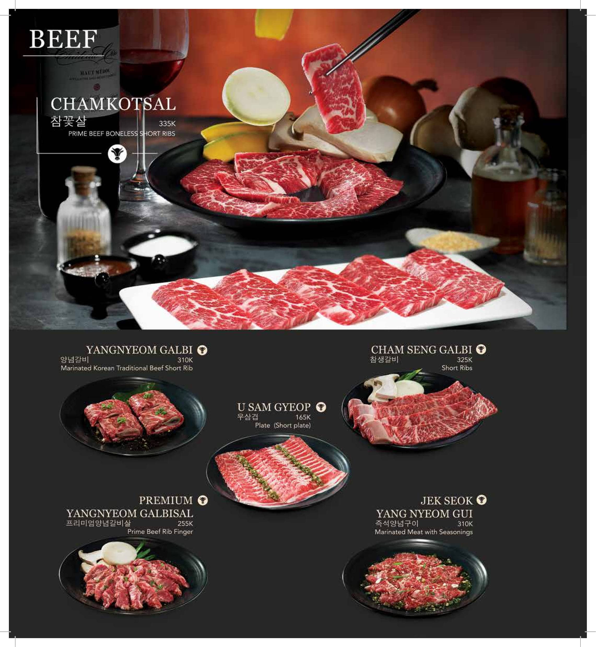 Menu at Yongdaeri restaurant, South Jakarta