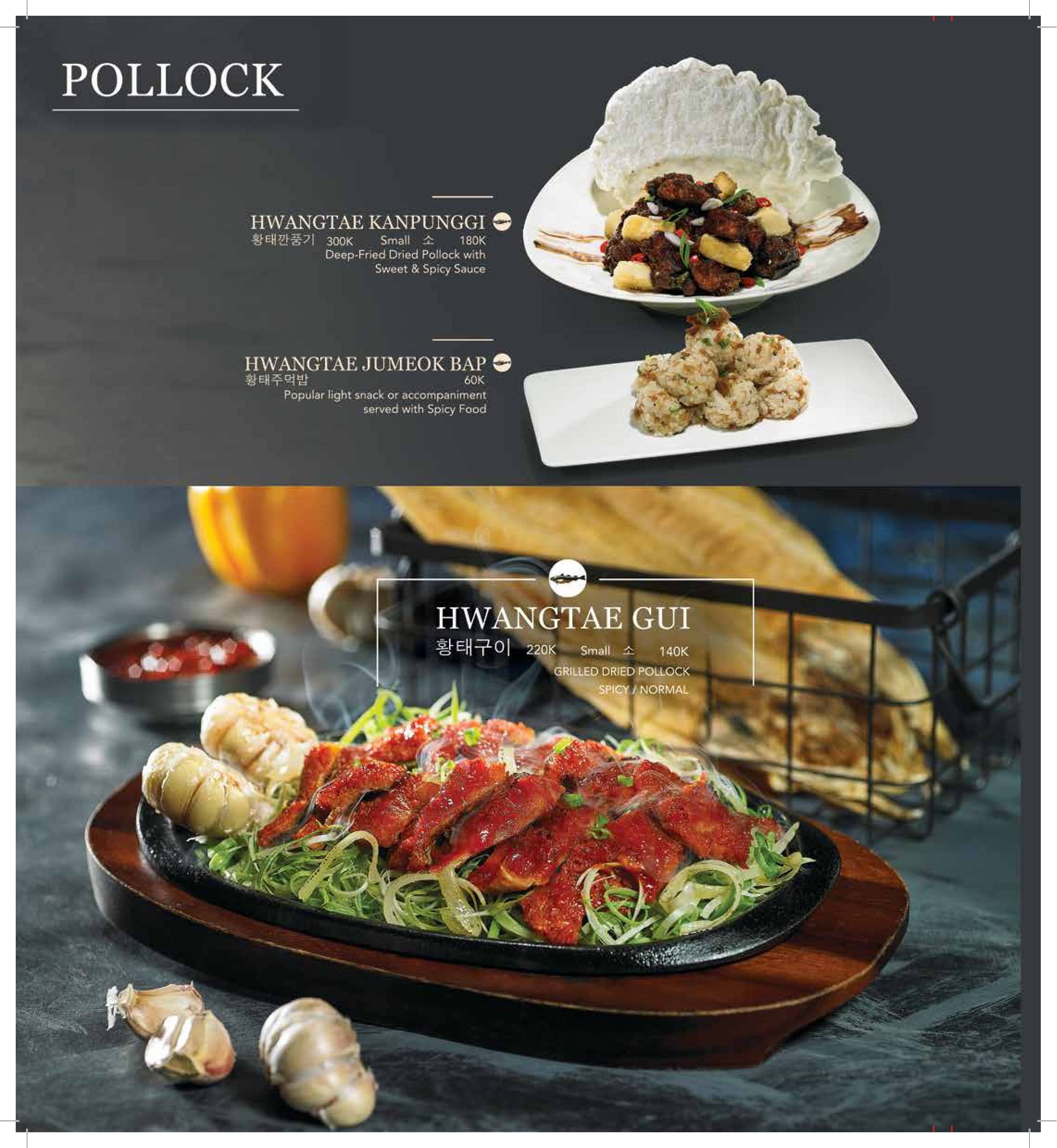 Menu at Yongdaeri restaurant, South Jakarta