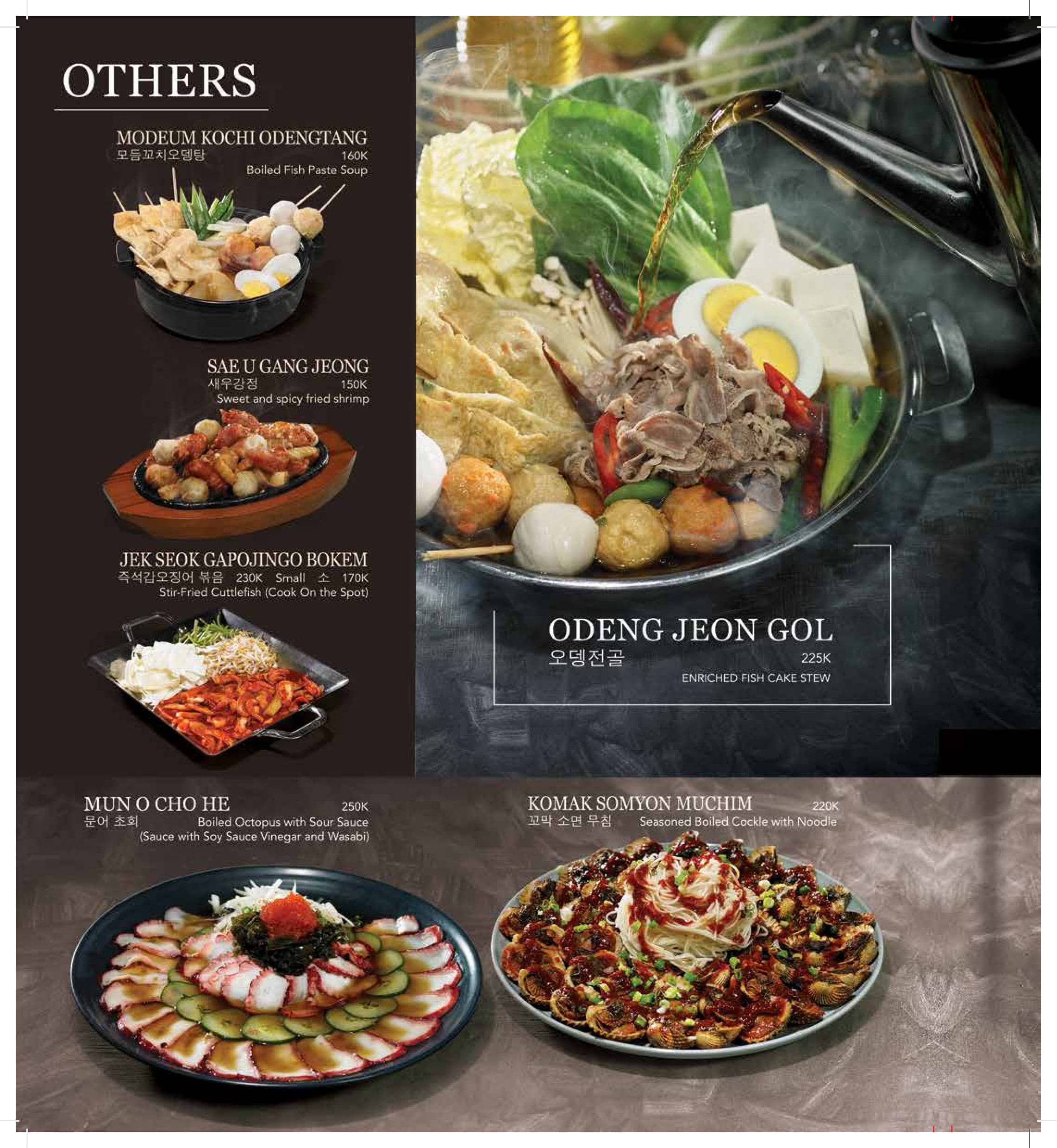 Menu at Yongdaeri restaurant, South Jakarta