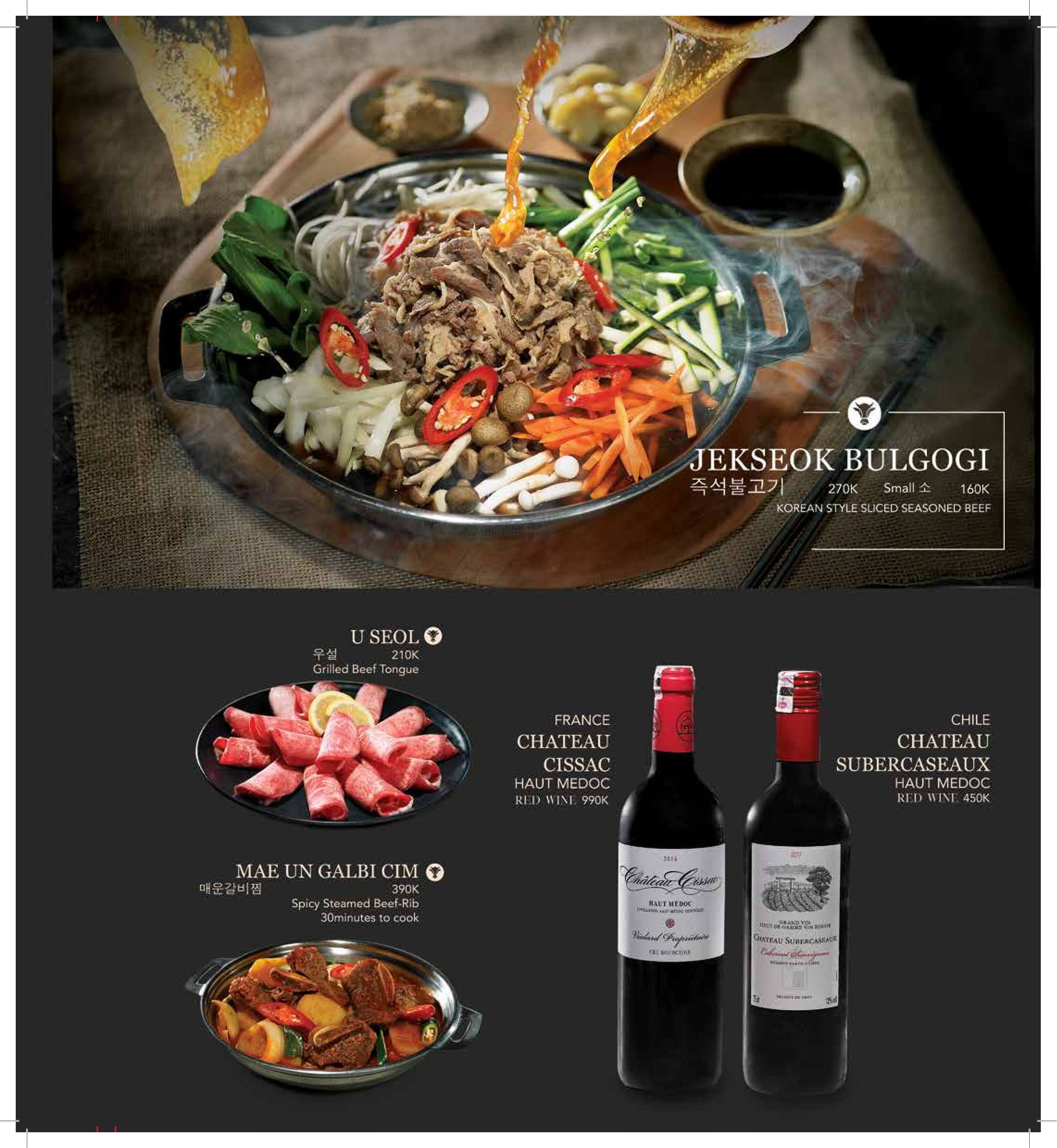 Menu at Yongdaeri restaurant, South Jakarta