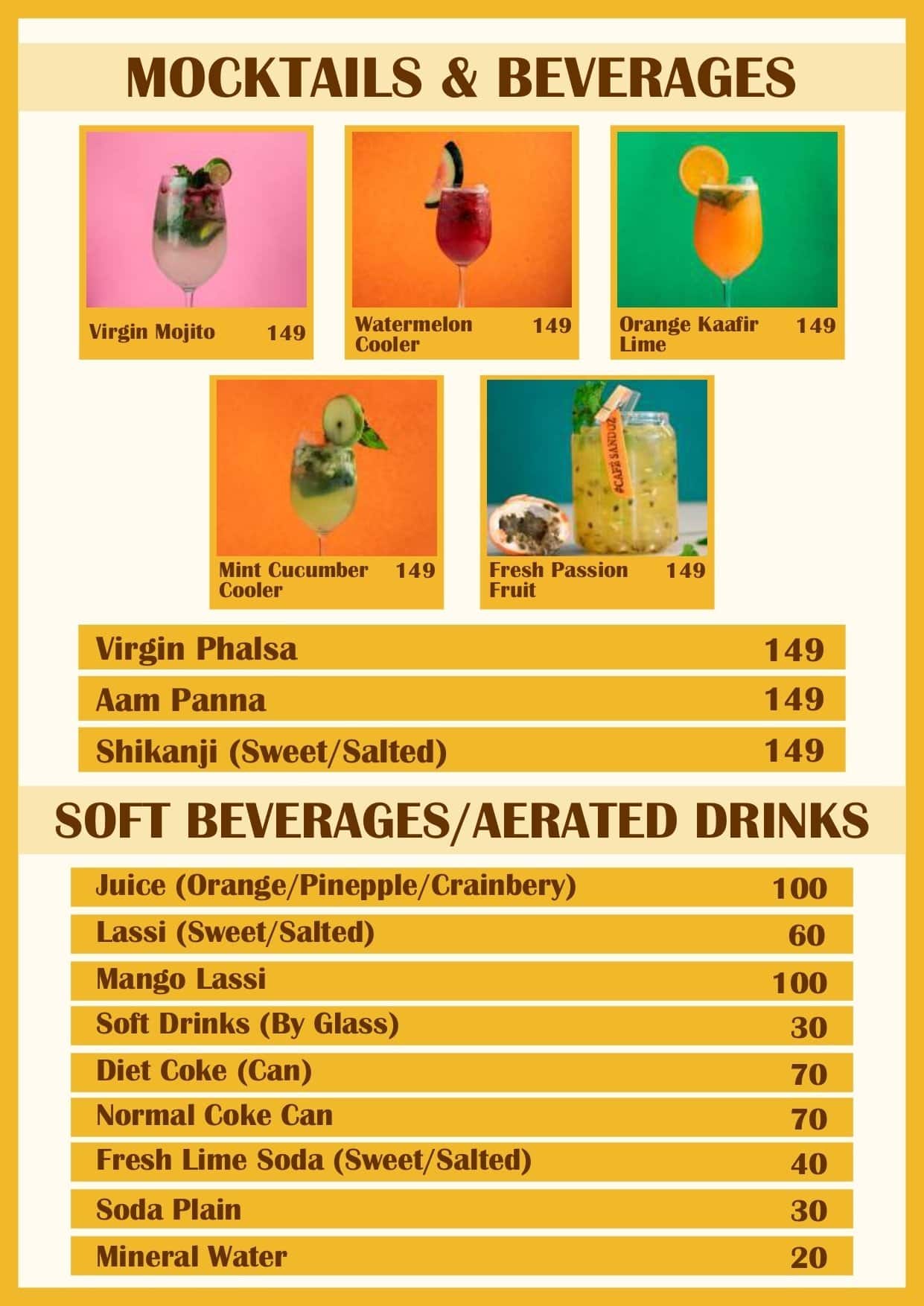 Menu of Sandoz, Karol Bagh, New Delhi