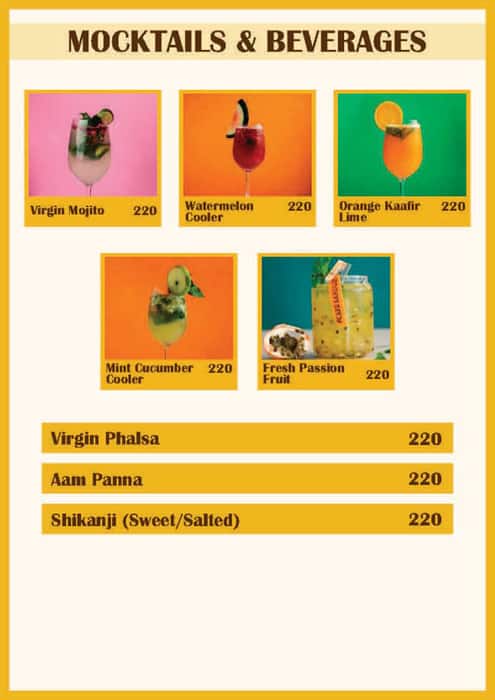 Menu of Sandoz, Connaught Place, New Delhi