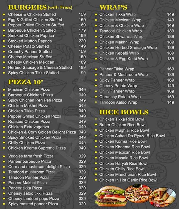 Menu of Cafe Sundowner, Katraj, Pune