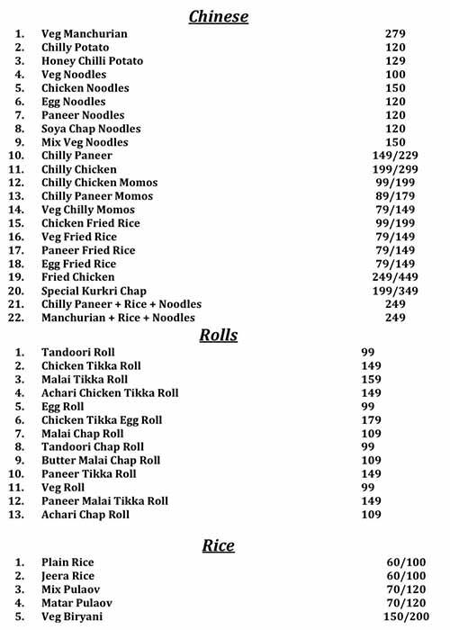 Menu of Tummy Hungry, Indirapuram, Ghaziabad