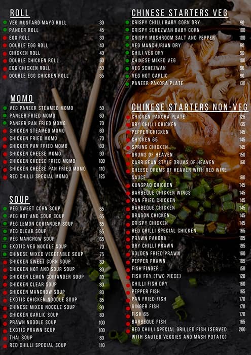 Menu of Red Chilli, Behala, Kolkata