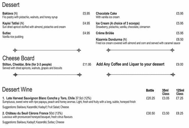 Menu at Haz restaurant, London, 6 Mincing Ln.