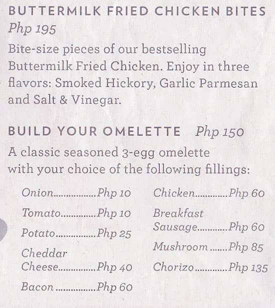 Menu at Early Bird Breakfast Club, Taguig, Unit C