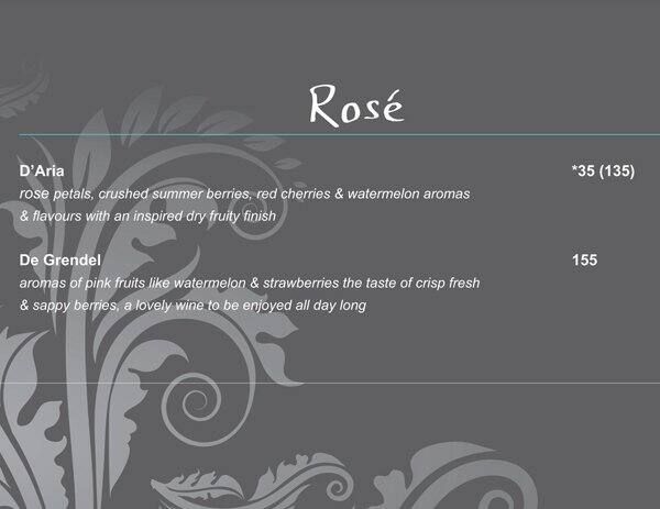 Menu at 2 On Milner - The Cape Milner, Cape Town