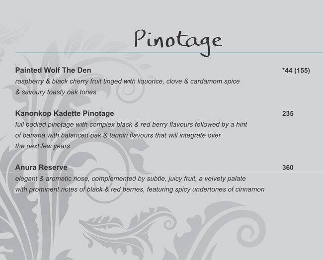 Menu at 2 on Milner restaurant, Cape Town