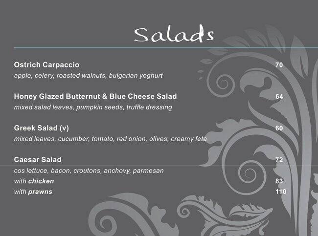 Menu at 2 On Milner - The Cape Milner, Cape Town