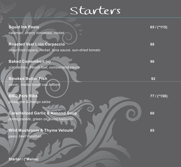 Menu at 2 on Milner restaurant, Cape Town