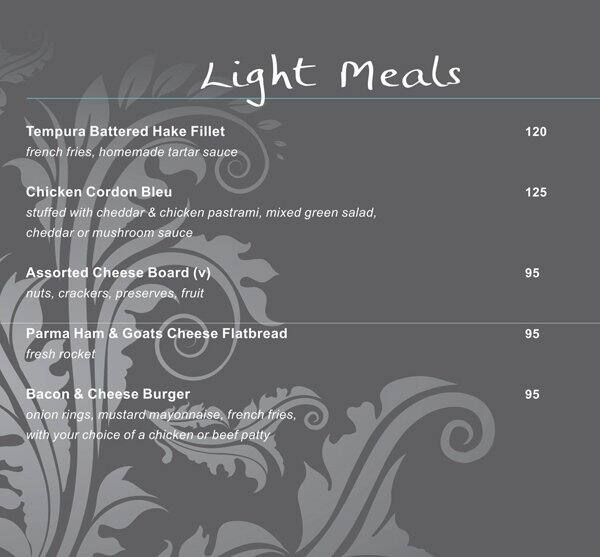 Menu at 2 on Milner restaurant, Cape Town