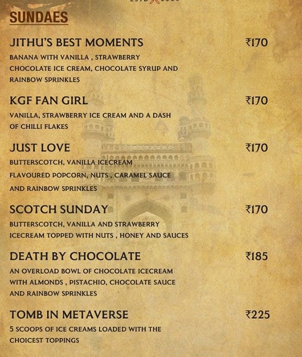 Menu at The Old Mirchi Biryani, Chennai, 9/6