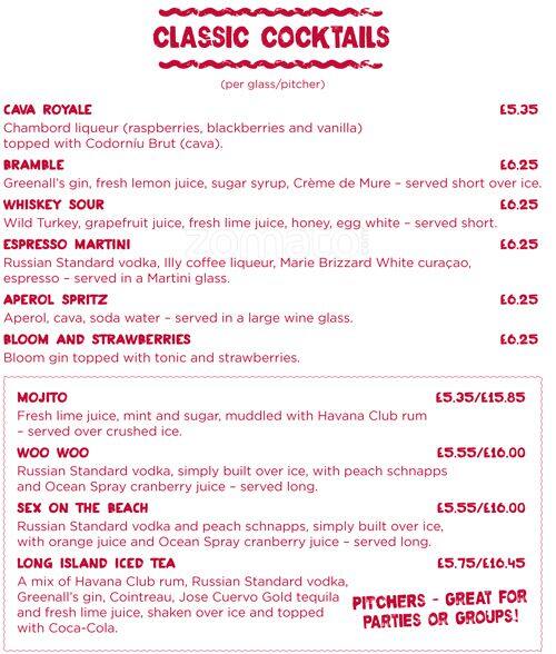 Menu at La Tasca Manchester restaurant, Manchester, The Orient