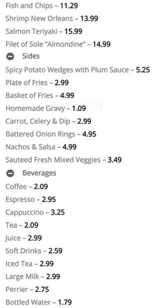 Menu at Tapps Restaurant & Bar, Toronto, Finch Ave E