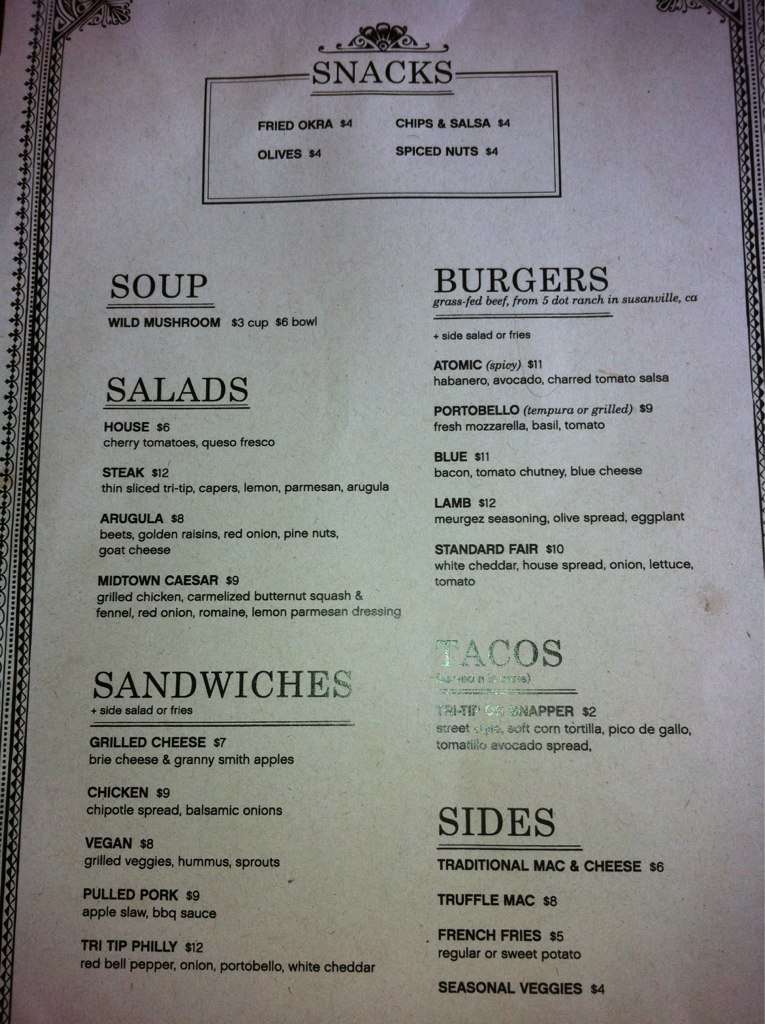 Menu at Midtown Eats pub & bar, Reno, 18 Cheney St