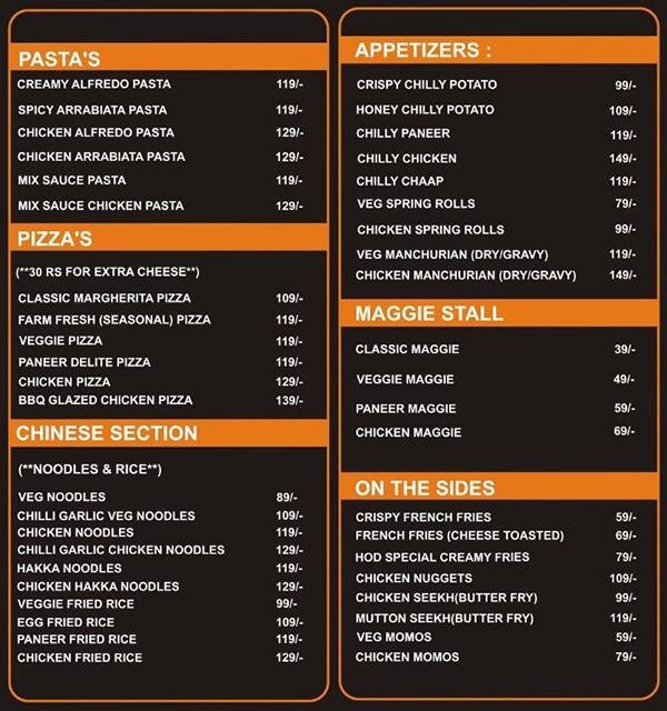 Menu at H.O.D - House Of Delicacies, Faridabad