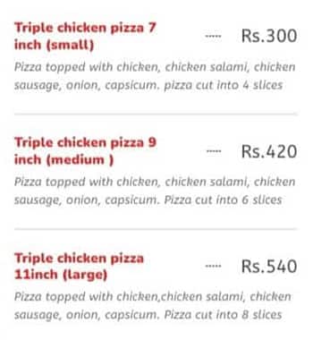 Menu of Adams Pizza, Kakkanad, Kochi
