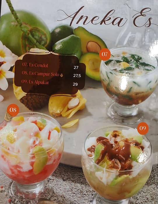 Menu at Dapur Solo restaurant, Jakarta, Jl. Matraman Raya