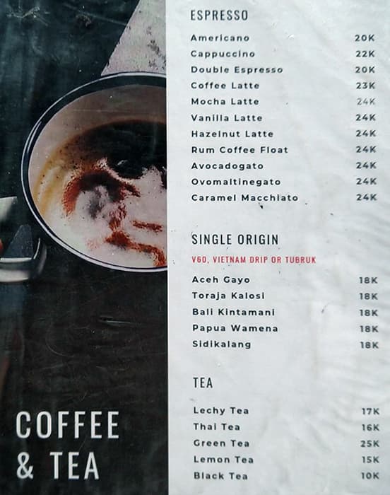 Menu at Barong Coffee & Lounge, Bekasi Regency