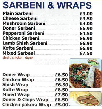 Menu at Istanbul Takeaway restaurant, Edinburgh, 80 Portobello High St
