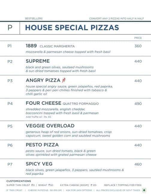 Menu of The Blue Oven, Bodakdev, Ahmedabad