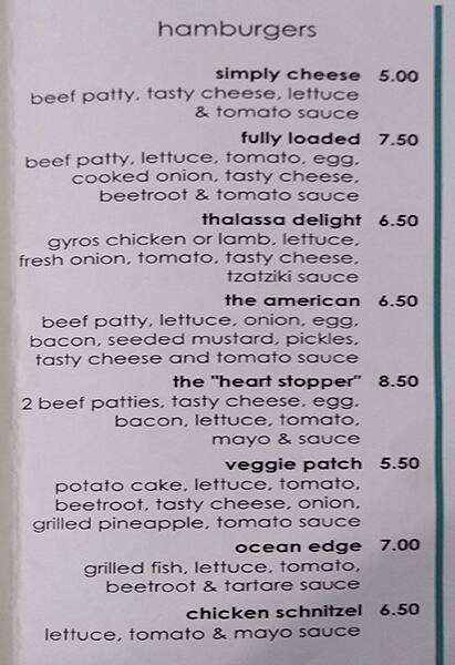 Menu at Thalassa Fish and Chippers restaurant, Hoppers Crossing